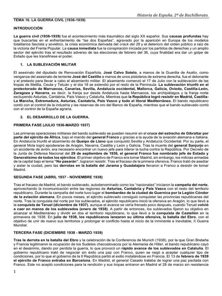 Guerra Civil Española: Causas y Consecuencias | PDF | Francisco franco ...