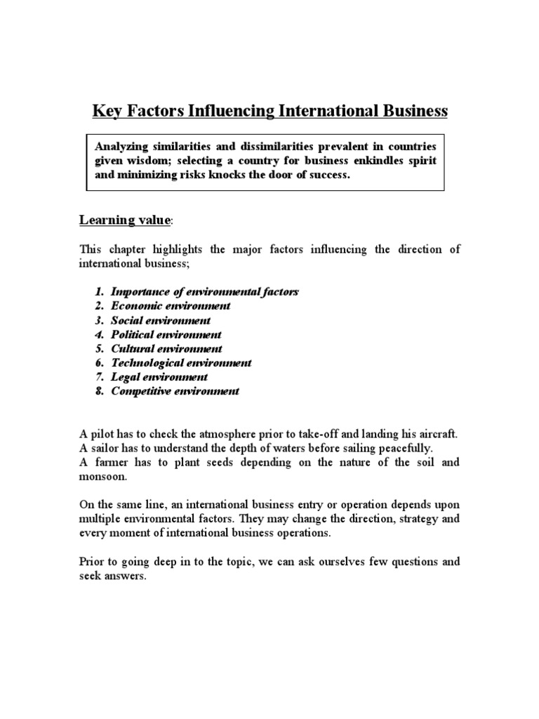 Key Factors in International Business | PDF | International Business ...