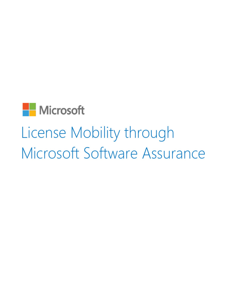 License Mobility Through Software Assurance Customer Licensing Guide | PDF | Cloud Computing ...