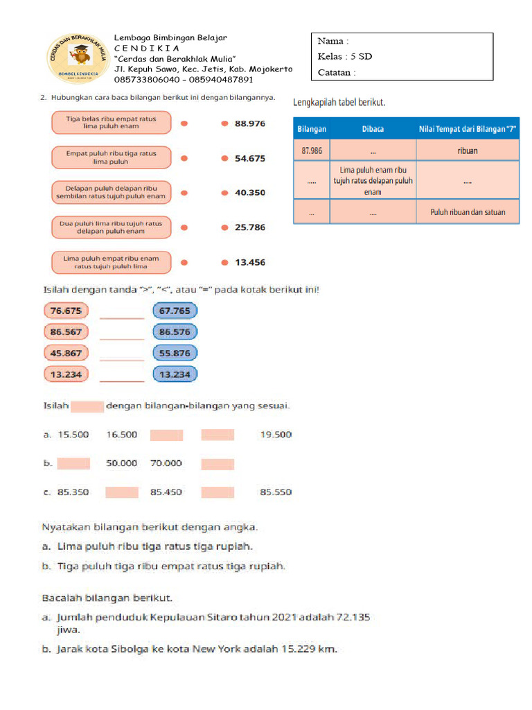 Soal Matematika Kelas 5 SD Kumer | PDF