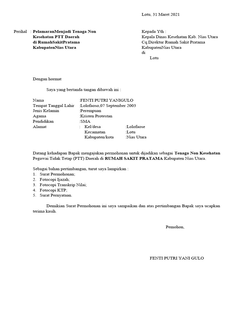Format Permohonan PTT | PDF