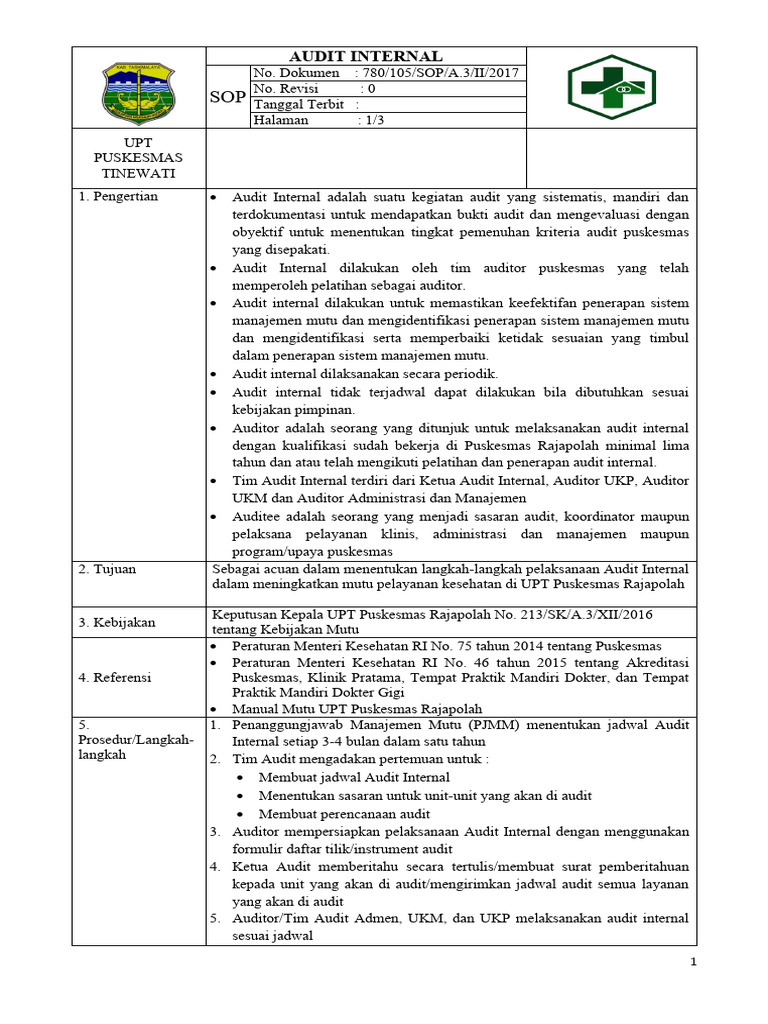 Sop Audit Internal | PDF