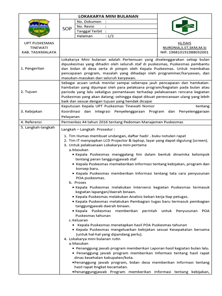 Sop Lokmin Bulanan | PDF