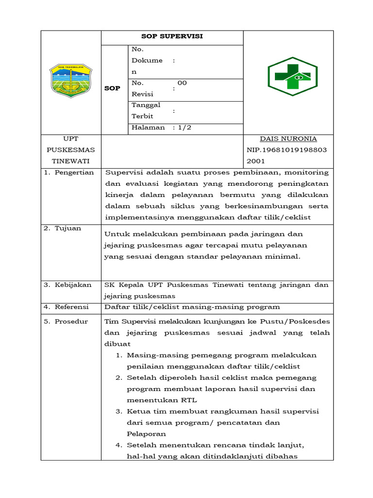 Sop Supervisi | PDF