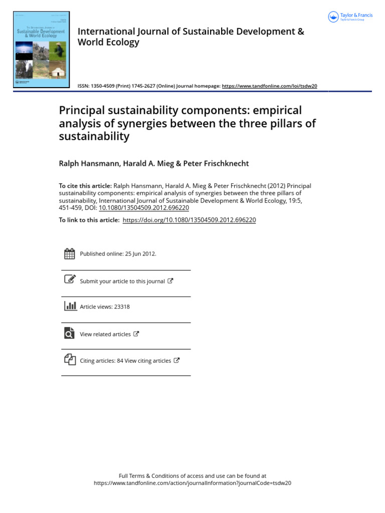 Principal sustainability components empirical analysis of synergies ...