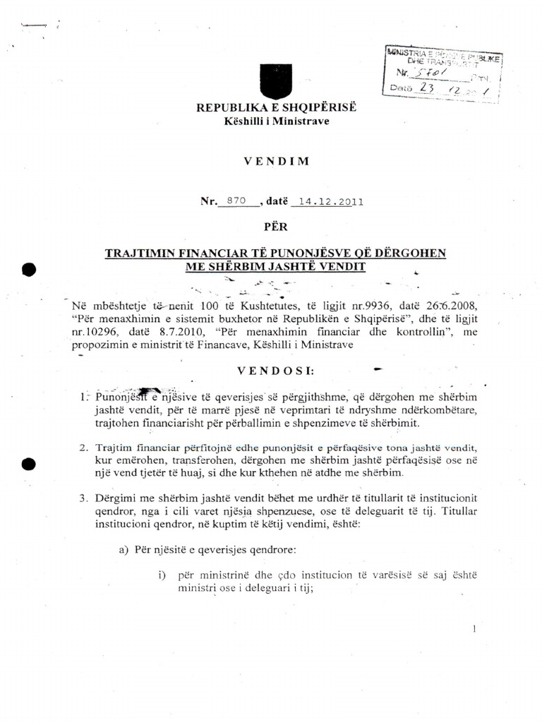 43 Vendim-Nr 870date-14 12 2011 | PDF