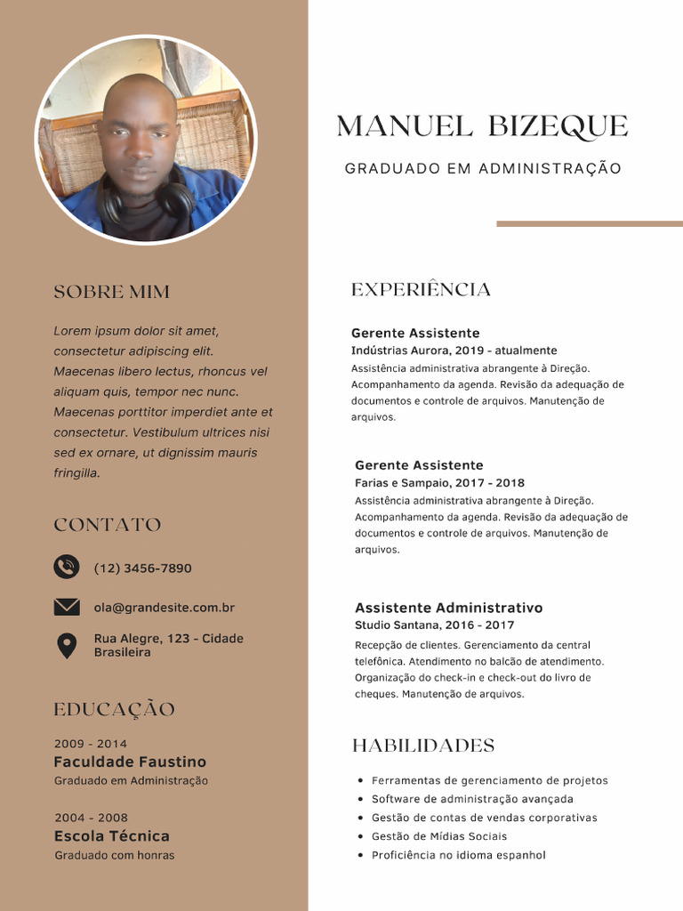Currículo Simples com Foto e Informações em Rosa e Branco | PDF