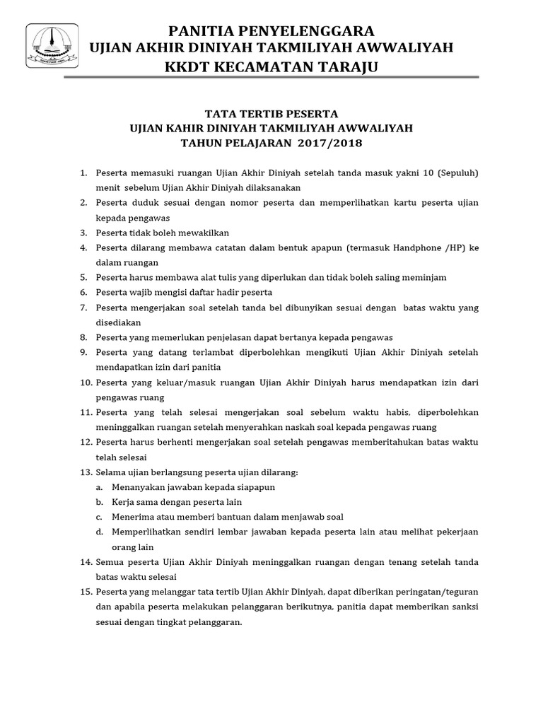 Contoh Admin UAMDT | PDF