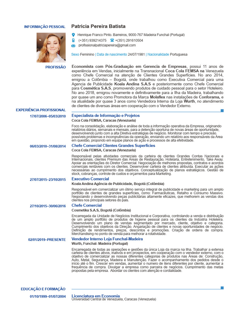 CV Patricia Pereira | PDF | Publicidade | Marketing