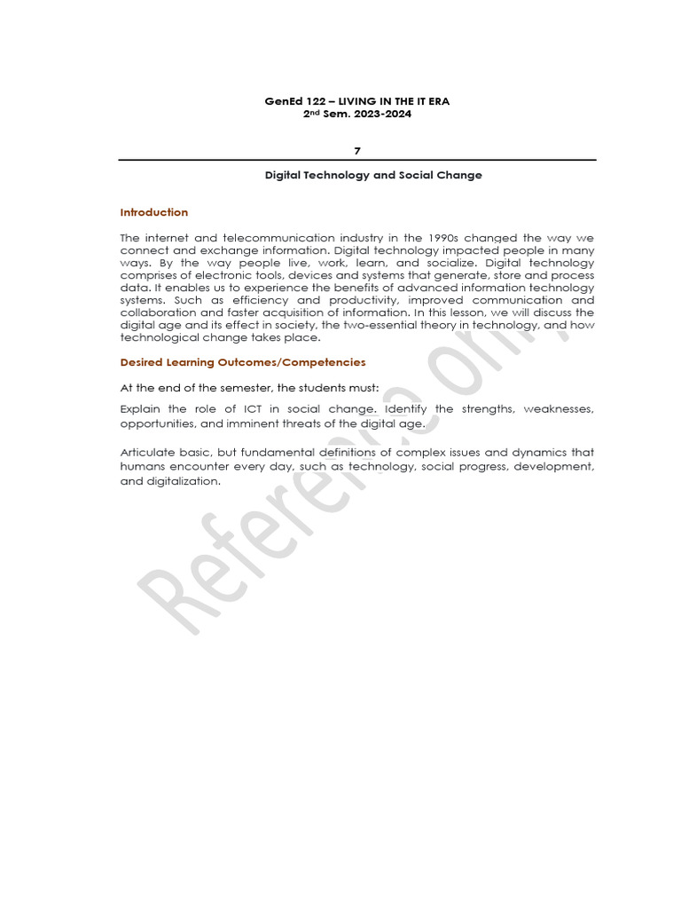 Living in IT ERA - 7 Digital Technology and Social Change | PDF | Educational Technology ...
