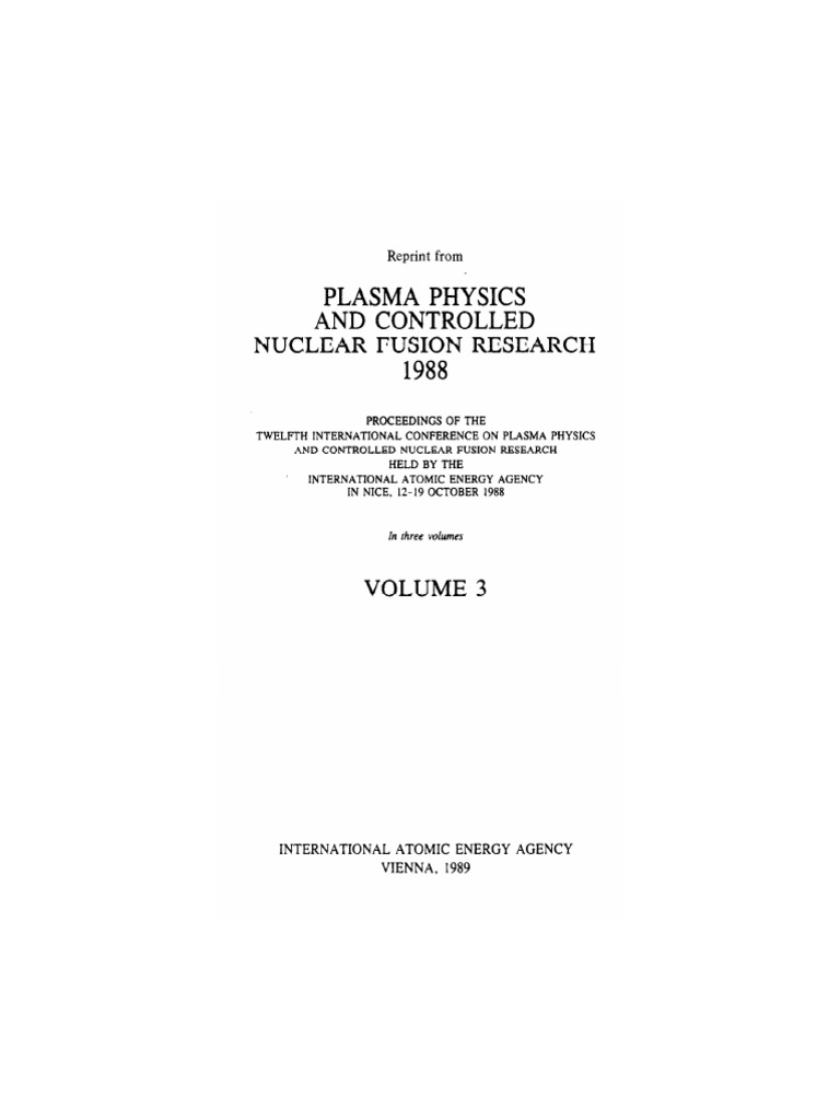 Academic Plasma Physics and Controlled Nuclear Fusion Research Pub74 | PDF