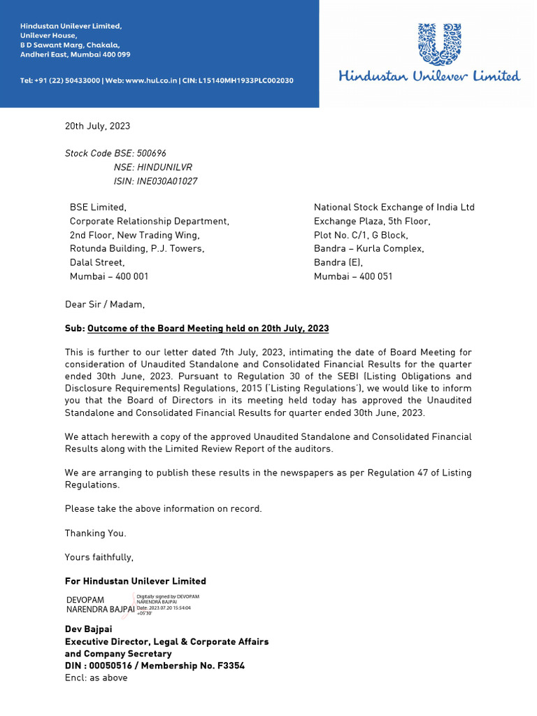 HUL Annual Report | PDF | Audit | Accounting