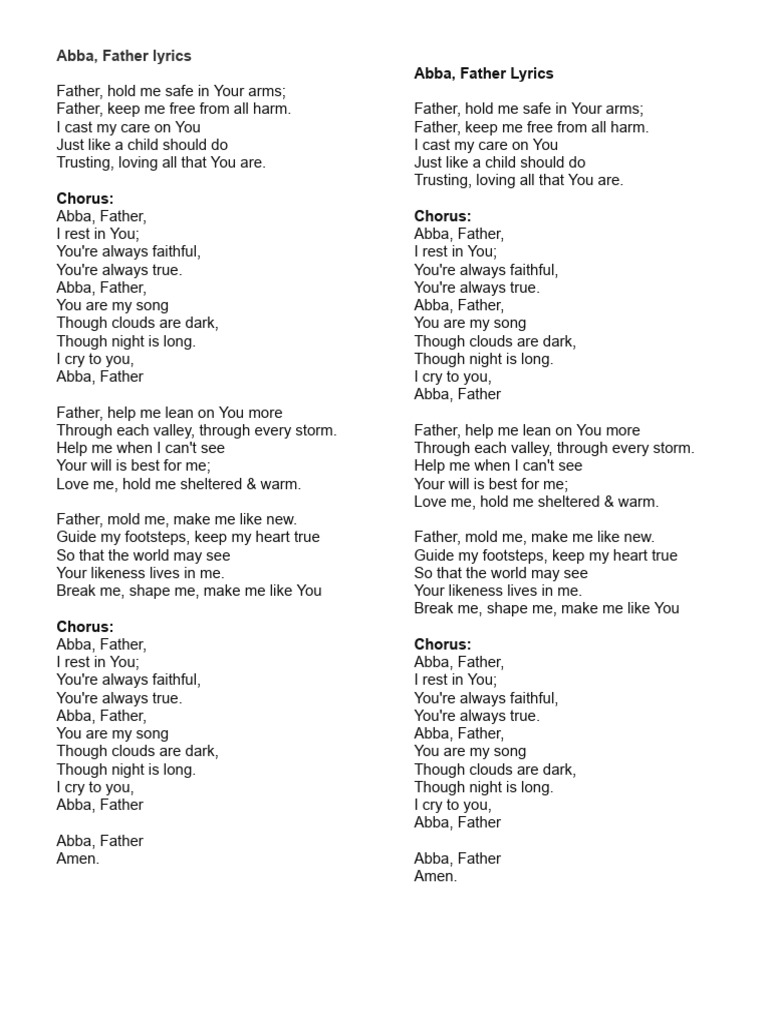 Abba, Father Lyrics | PDF