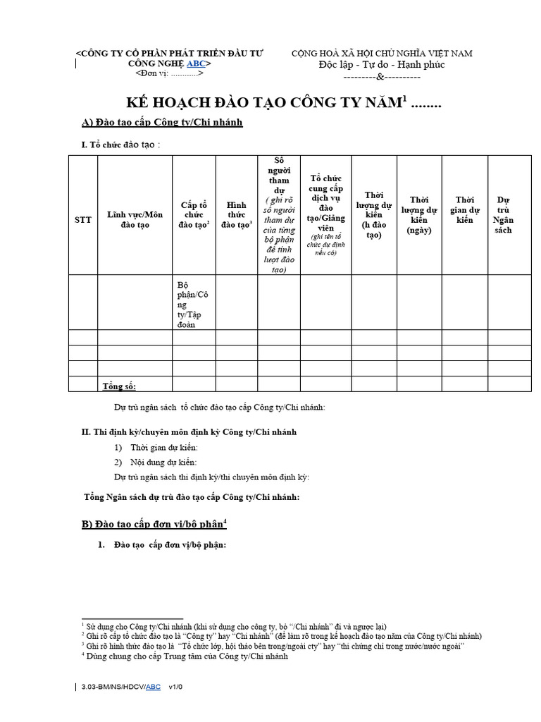 XXX 3.03BMNS10 (1) - Ke Hoach Dao Tao Nam-Dang Sua Tiep | PDF