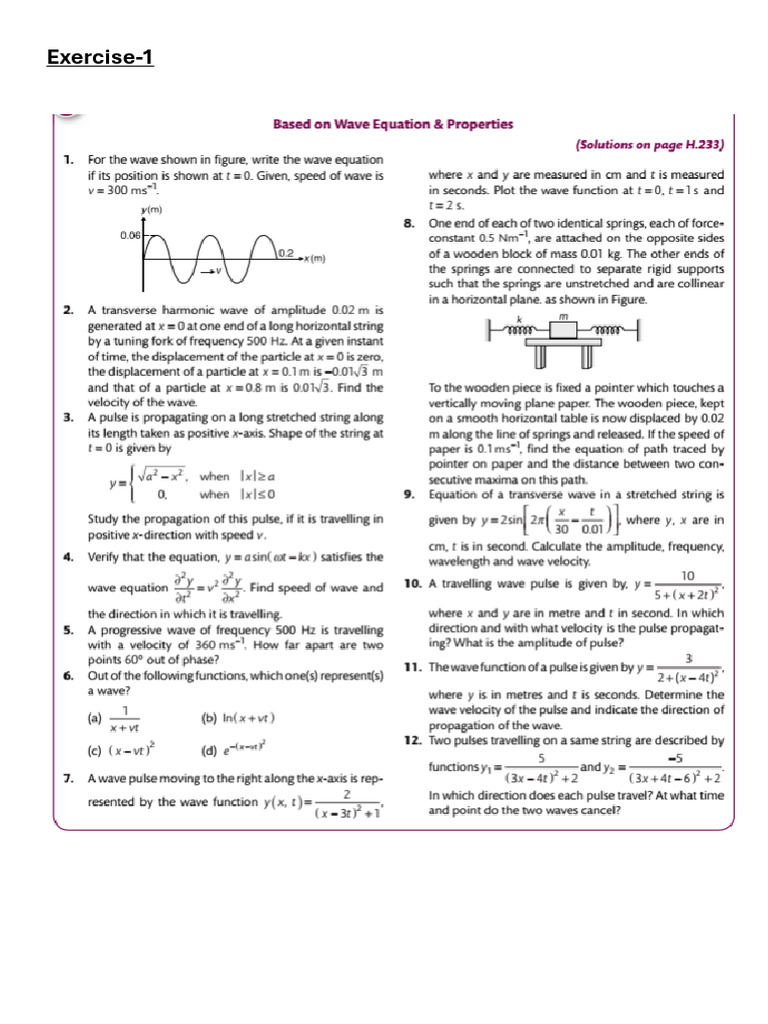 Waves and Thermodynamics Test Your Concepts With Problems Aand ...