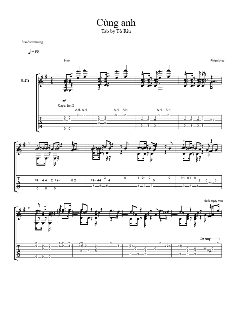 Cung Anh Tab Fingerstyle | PDF | Irish Musical Instruments | Celtic ...
