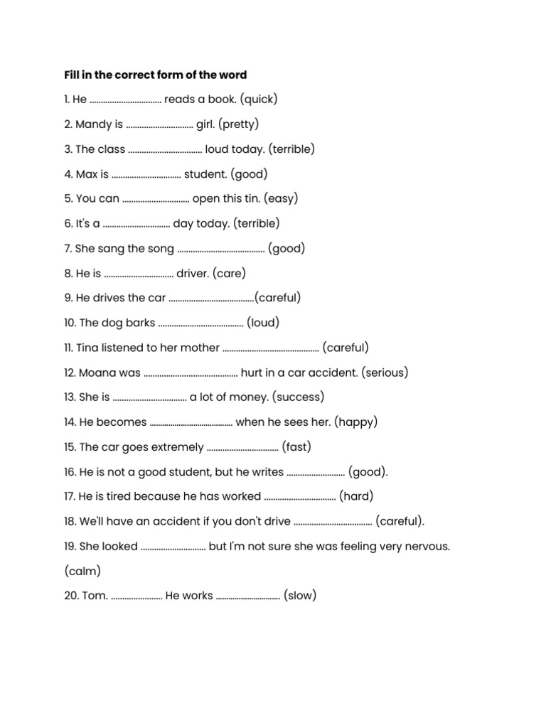 Adj - Adv Exercise | PDF