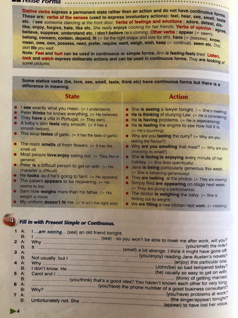 state action p 4 FCE present tenses | PDF
