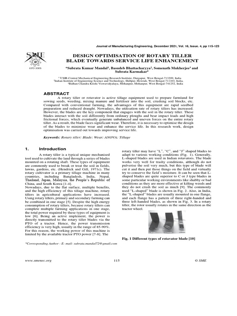 Rotary Tiller Blade Design Optimization | PDF | Analysis Of Variance ...