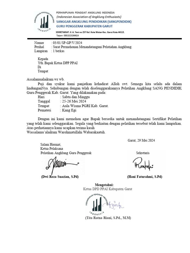 surat permohonan ttd plus lampiran | PDF