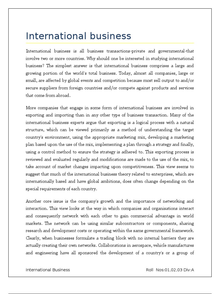 Importance International Business | International Business | Strategic ...