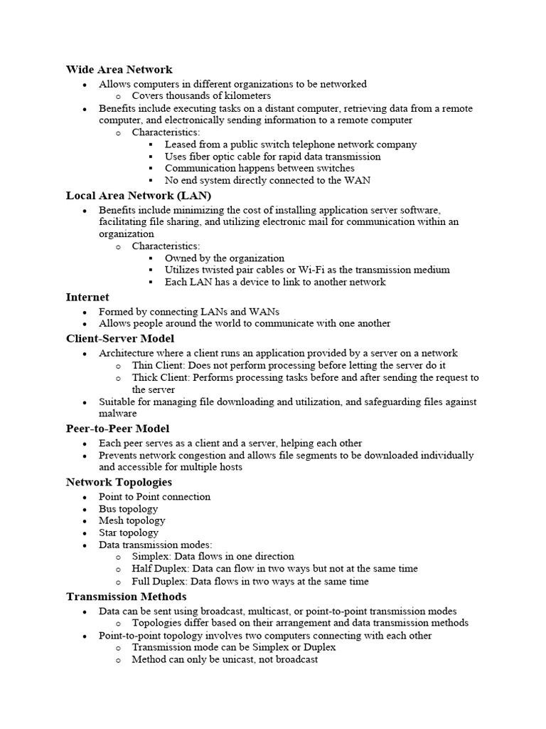 Chapter 2 As Level Computer Science | PDF | Computer Network | Network Topology