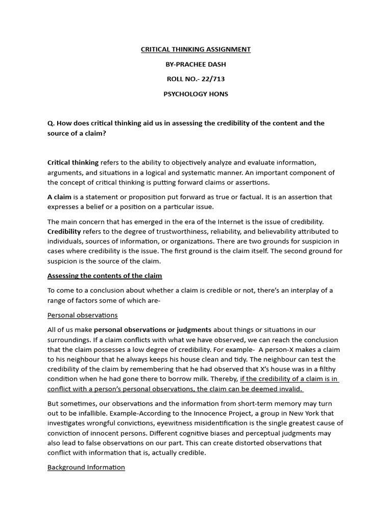 Critical Thinking in Credibility Analysis | PDF | Rhetoric | Credibility