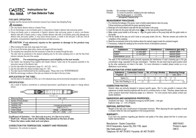 Gastec 100a Pdf Gases Pump