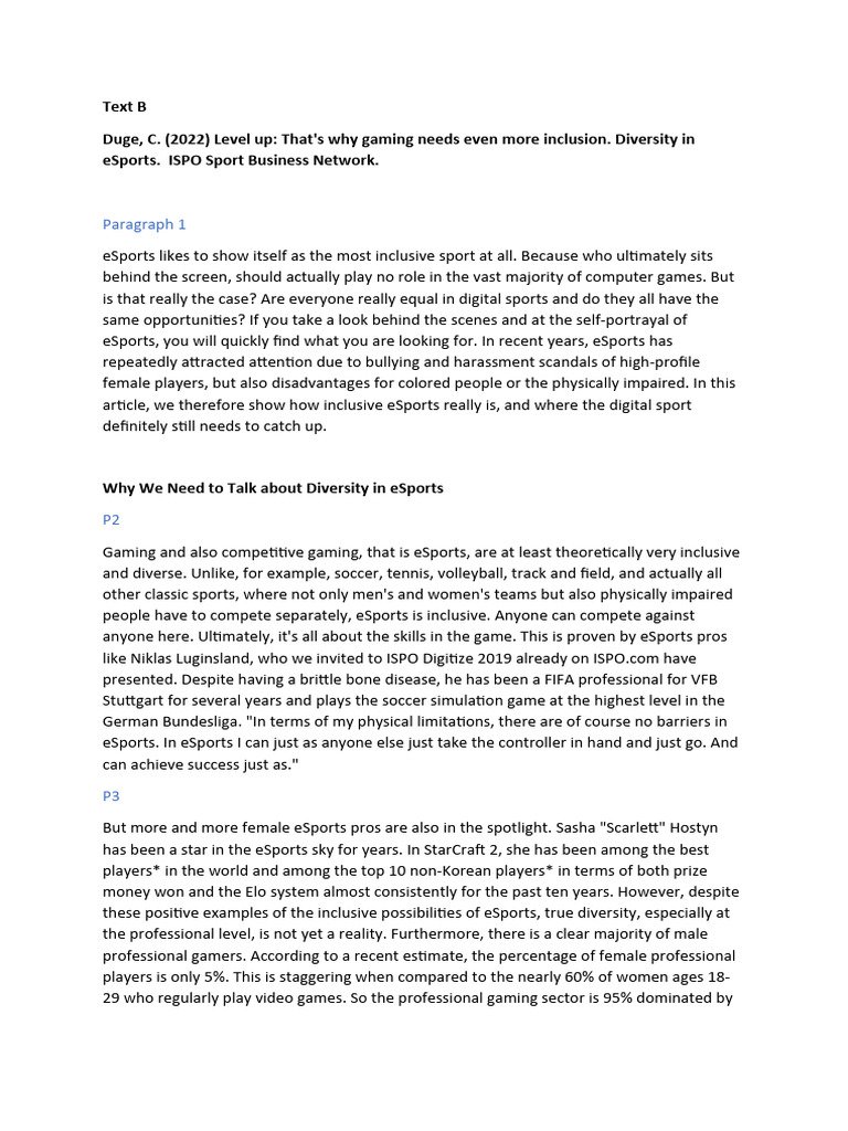 Text B - Duge, C., (2022) Level Up - That's Why Gaming Needs Even More ...