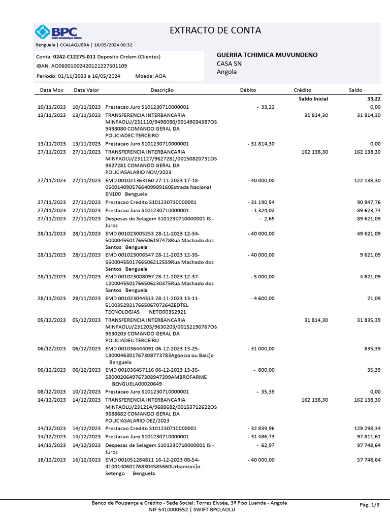 Extracto de Conta | PDF | Comércio | Passivo (contabilidade financeira)