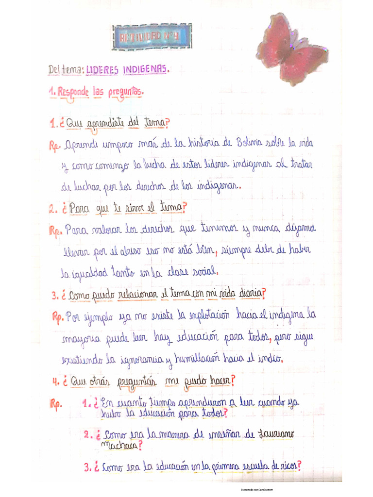 ACTIVIDAD N°4-LIDERES INDIGENAS. Jessica Perla Mamani Quispe. 5to C | PDF