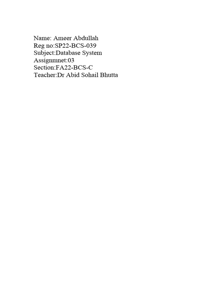 Database Assignment 03 | PDF | Databases | Data Management Software