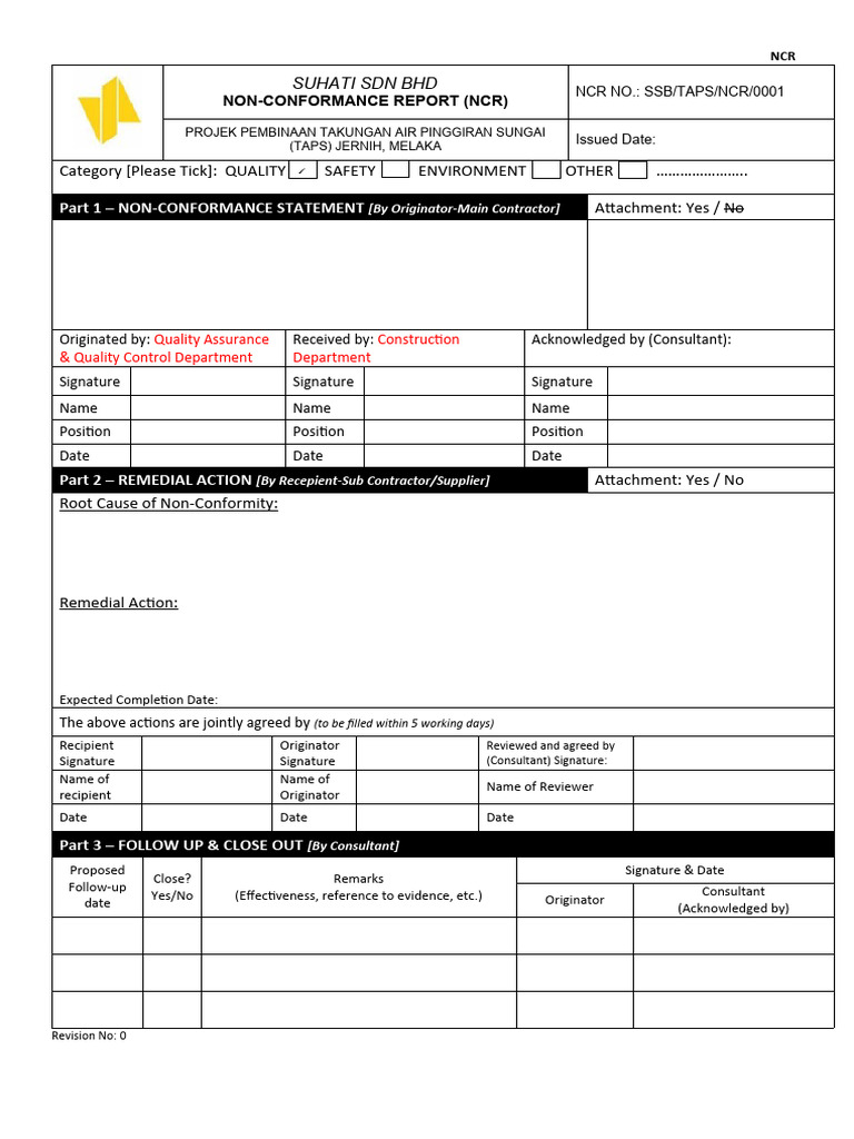 NCR Template | PDF | Finance & Money Management
