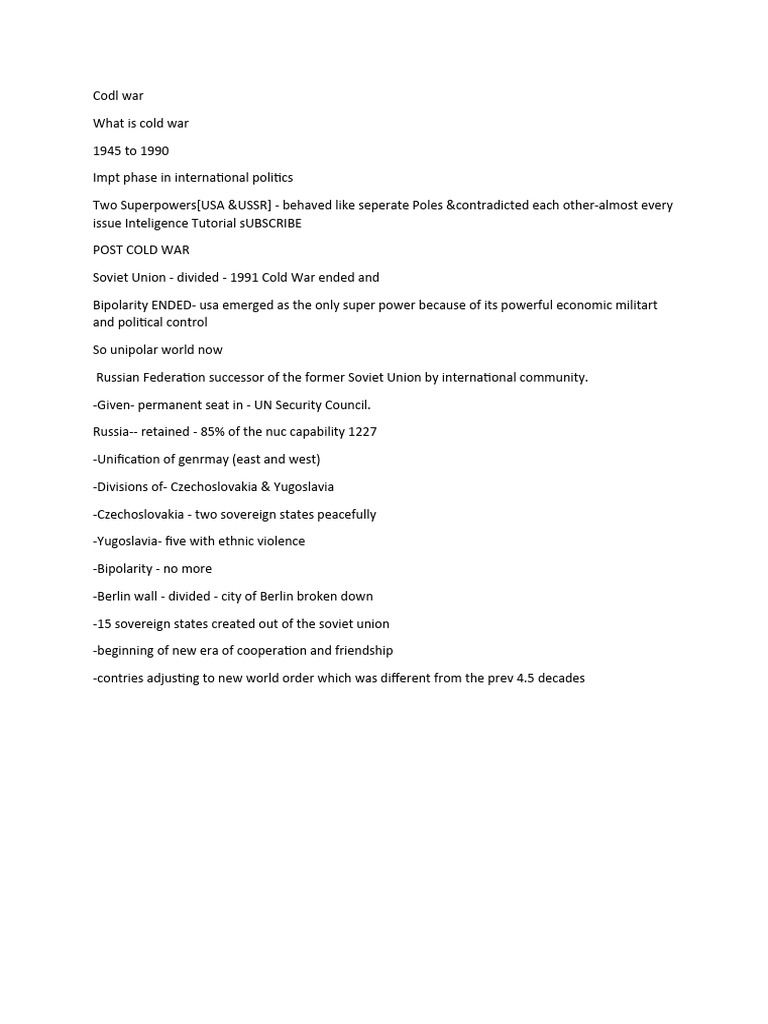 Cold War Overview and Aftermath | PDF