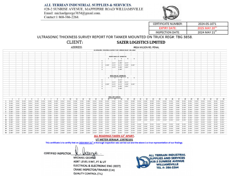 2024-05-1070 Ut Servey On Trailer Tanker Reg TBG 3858 | PDF