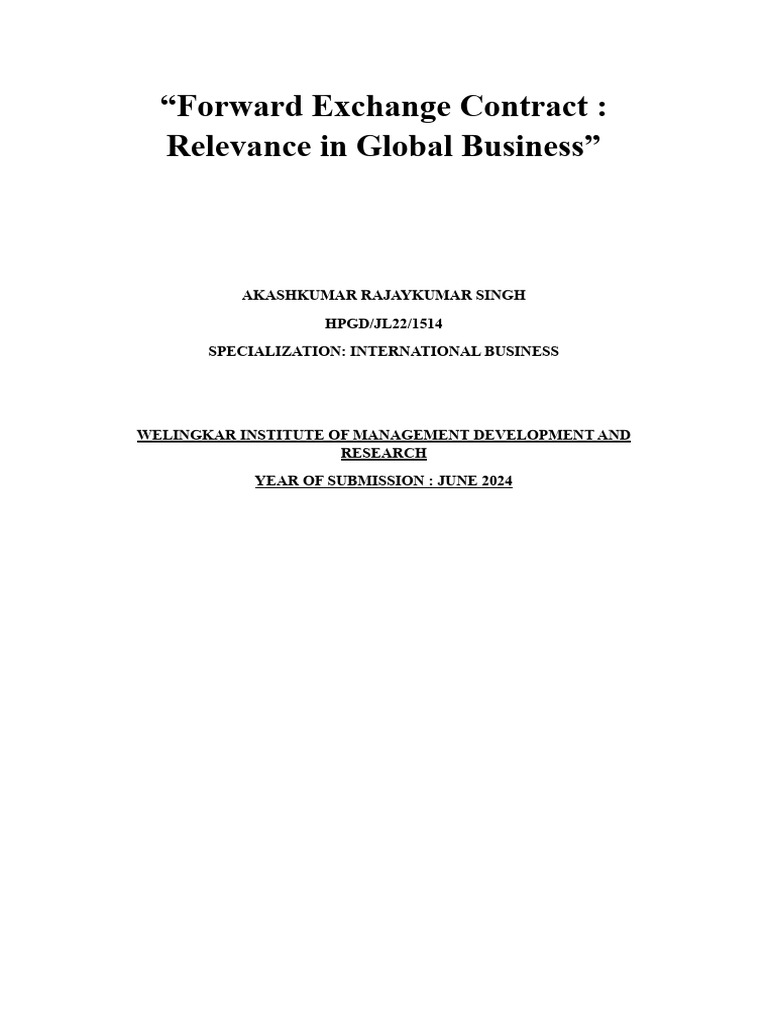 Forward Exchange Contracts in Global Trade | PDF | Foreign Exchange ...