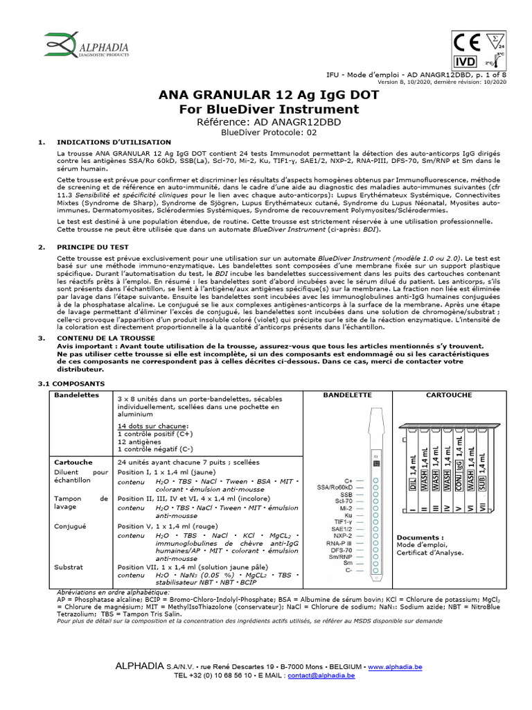 Test ANA GRANULAR 12 pour BlueDiver | PDF | Sensibilité et spécificité ...