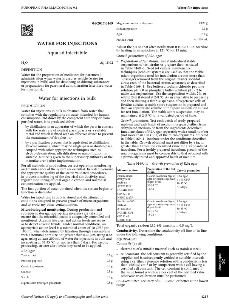 Wfi Pharmacopoeia | Download Free PDF | Ph | Magnesium