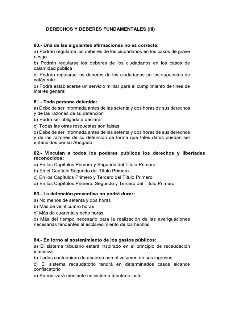 DERECHOS Y DEBERES (III) | PDF | Constitución | Ley Pública