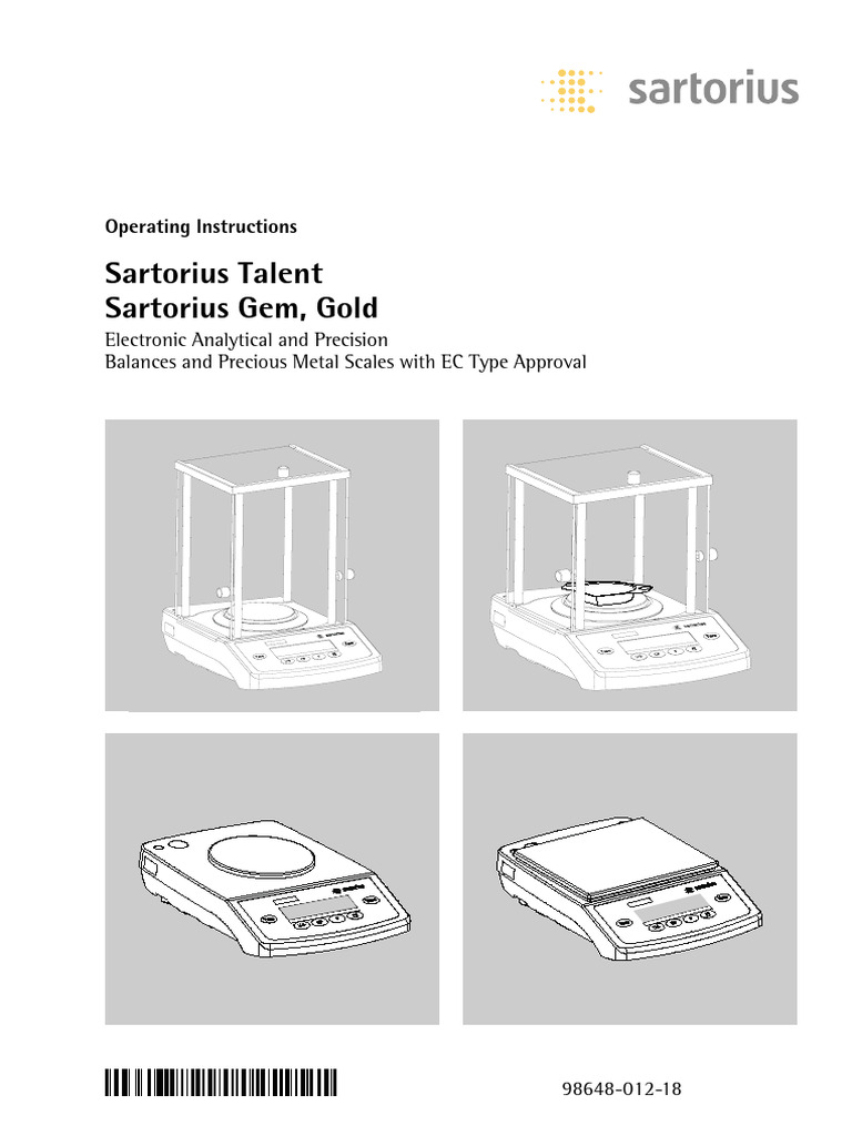 Manuel Sartorius TE 124S | Download Free PDF | Weighing Scale | Calibration
