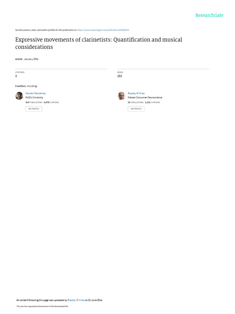 Clarinetists' Expressive Movements | PDF | Perception | Gesture