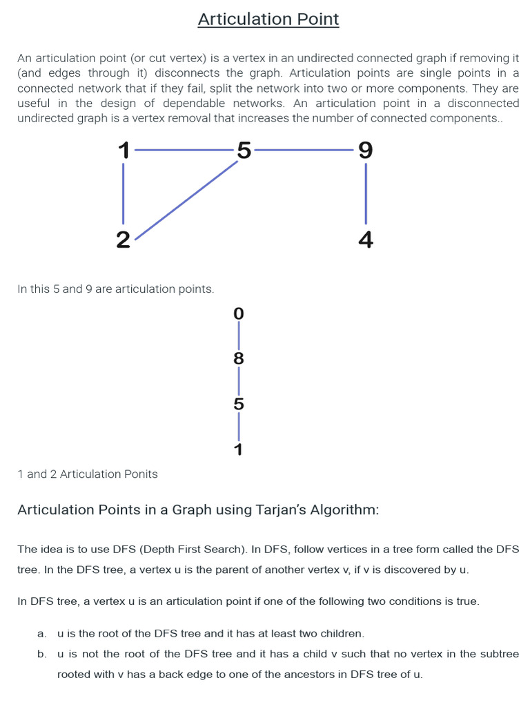 Articulation Points in Graphs | PDF | Graph Theory | Theoretical ...