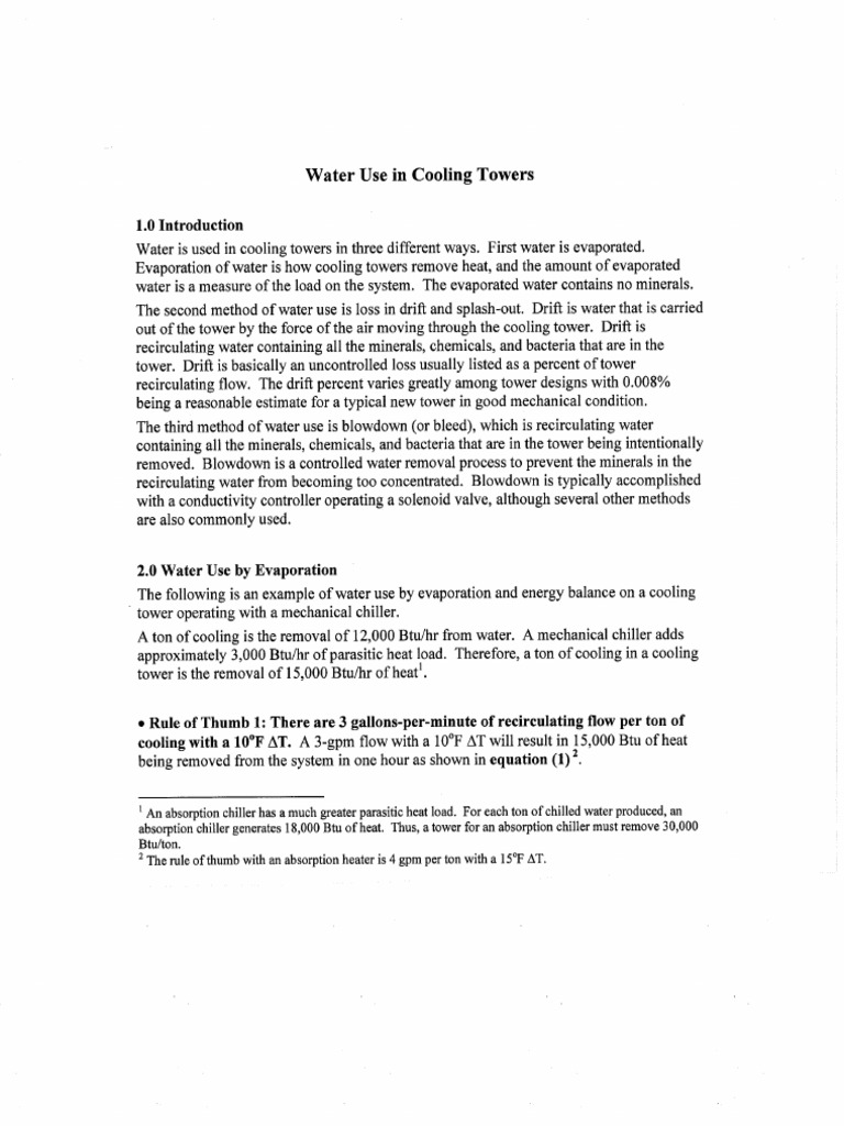 Water use in Cooling Towers | PDF