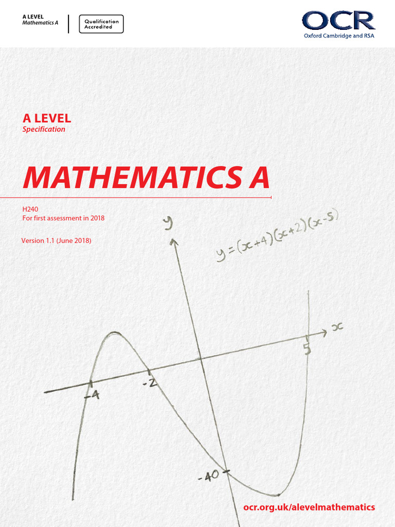 OCR AS and A Level Mathematics Specification | PDF | Mathematics ...