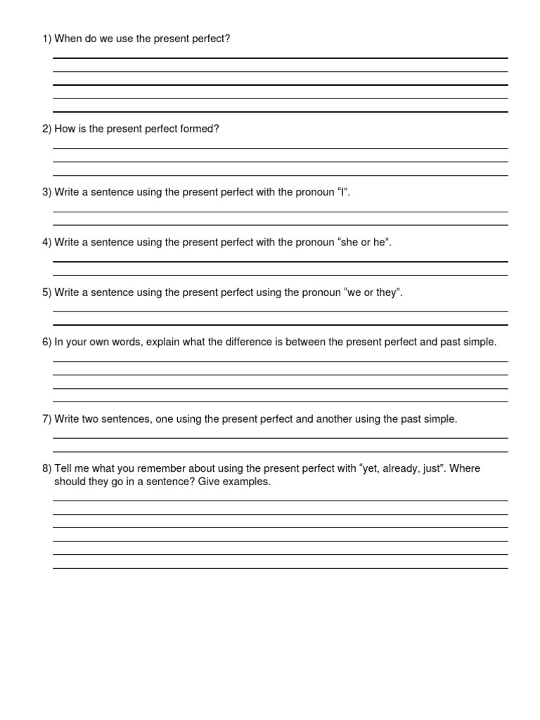 Present Perfect Grammar Guide | PDF
