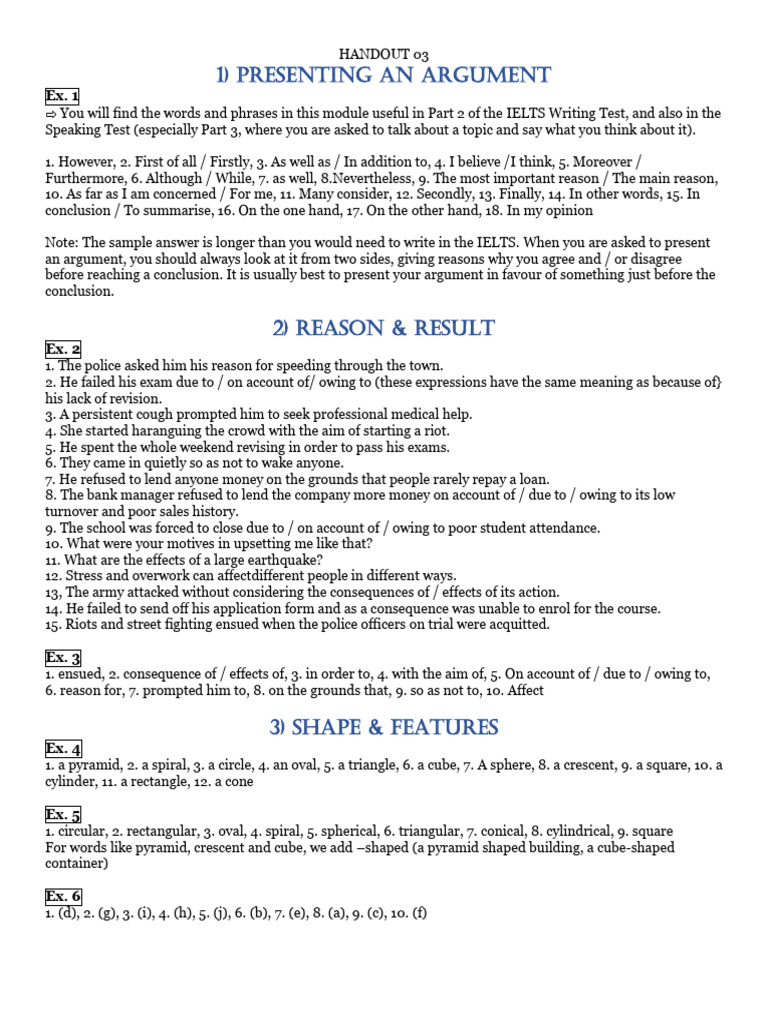 Handout 04 Key | PDF | English Language | Word