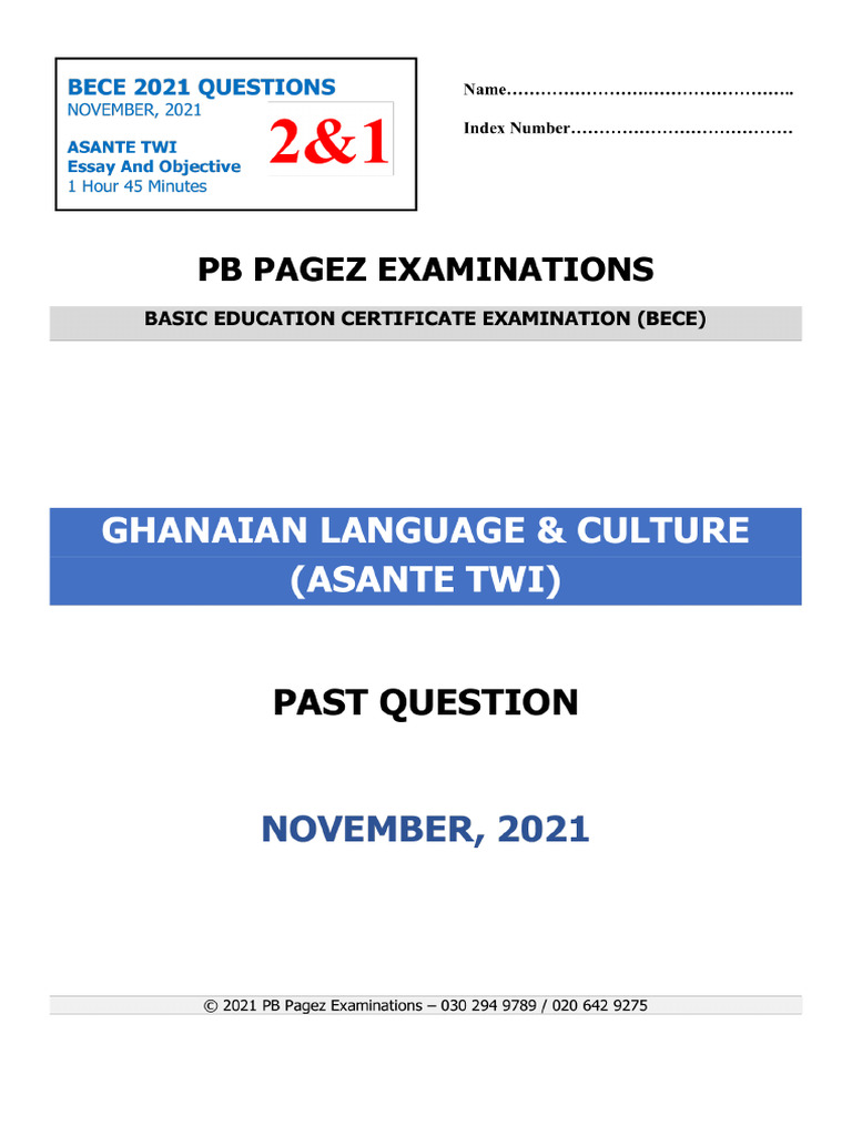 2021 Bece Asante Twi Edit 2 | PDF
