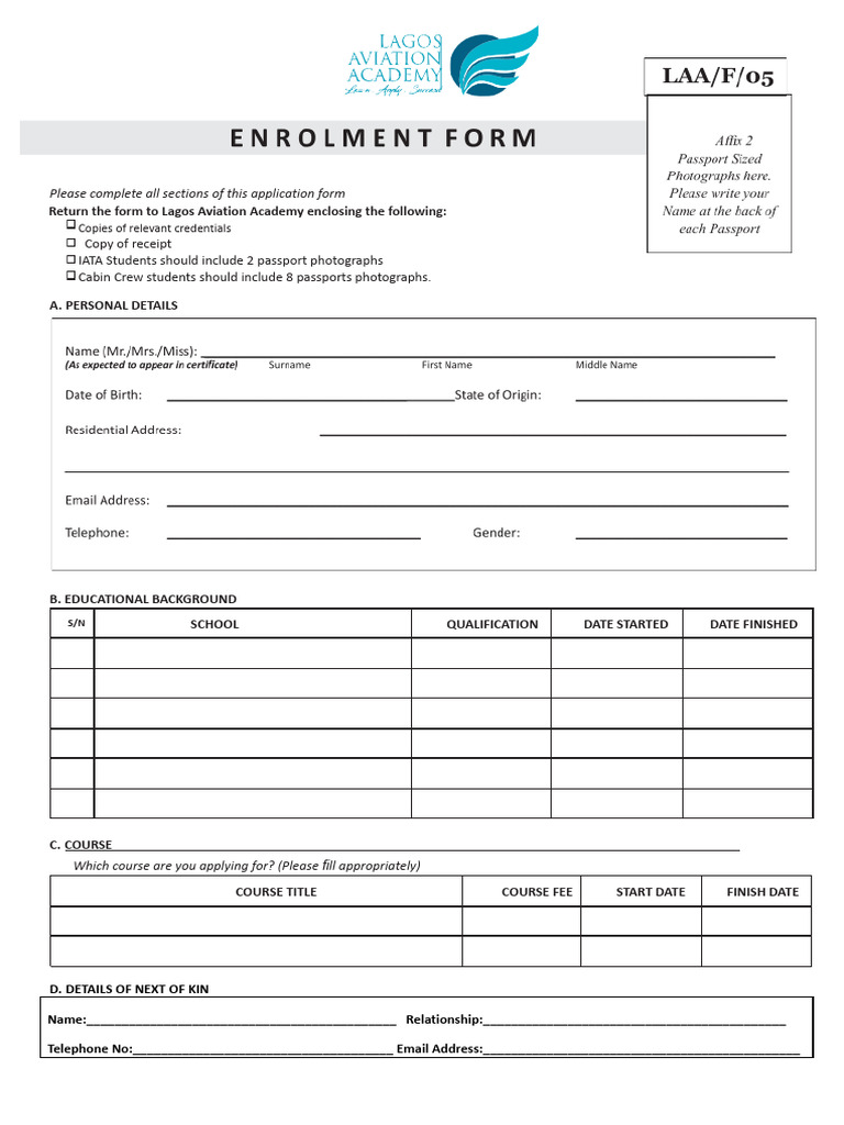 Official LAA Enrolment Form | PDF