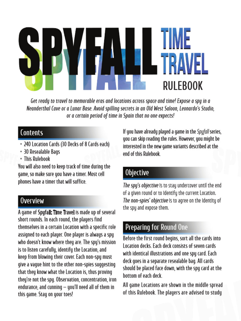 Spyfall Time Travel Rulebook | PDF
