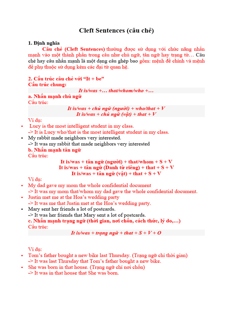 Cleft Sentences | PDF